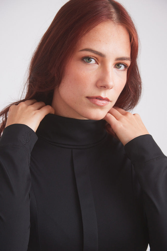 Haley | UV Riding Base-layer | Turtleneck Sun-shirt | Black – Solid ...